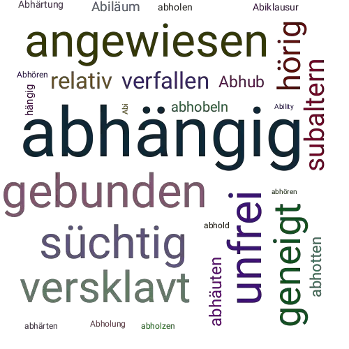 ABHÄNGIG Synonym-Lexikothek • ein anderes Wort für abhängig