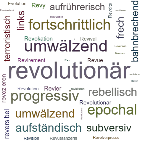 REVOLUTIONÄR Synonym-Lexikothek • ein anderes Wort für revolutionär